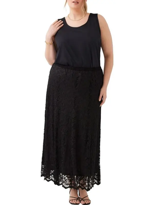 Karen Kane Lace Midi Skirt - Black