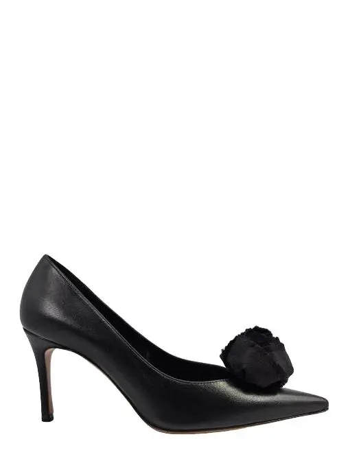 MADISON MAISON X Roberto Festa Linia Flower Leather High Heel Pumps - Black