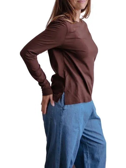 THE SIMPLE FOLK Long Sleeve Organic Cotton Top - Chocolate