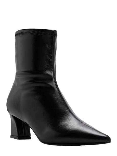 Aldo Karoline Pointed Toe Bootie With Sculptural Block Heel - Black
