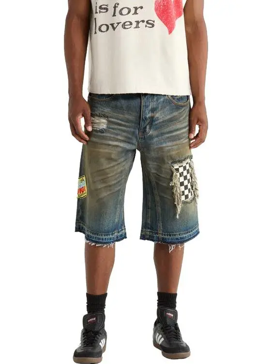 DIET STARTS MONDAY Venice Distressed Denim Shorts - Dark Indigo