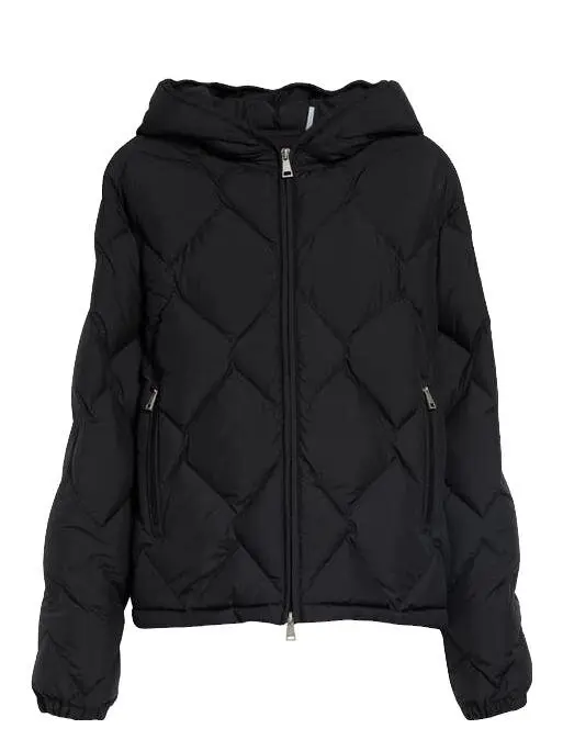 Moncler Arvouinne Quilted Down Jacket With Hood - Black