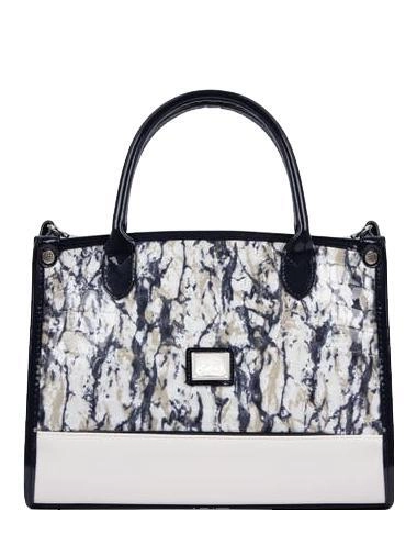 CAVALINHO Handbag With Embossed Patent Leather - Navy/white