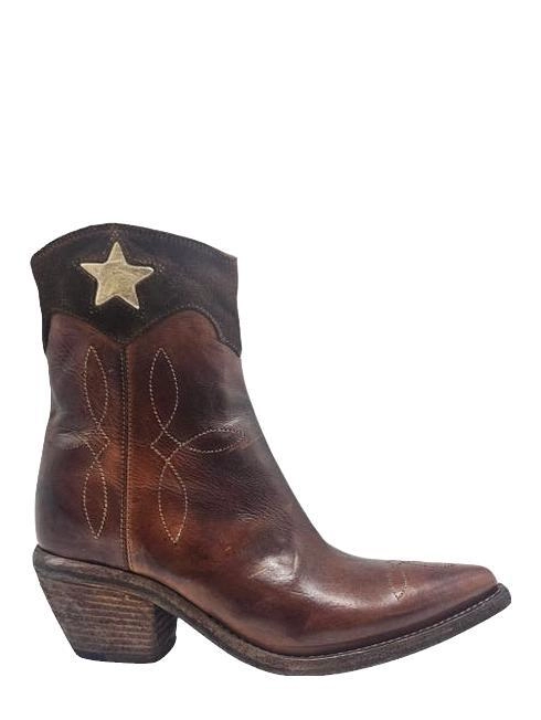 MADISON MAISON Star Motif Pointed Toe Ankle Boots - Cognac