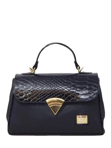 CAVALINHO Embossed Patent Leather Handbag - Black