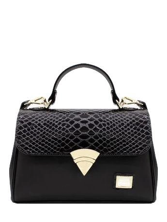 CAVALINHO Embossed Patent Leather Handbag - Black