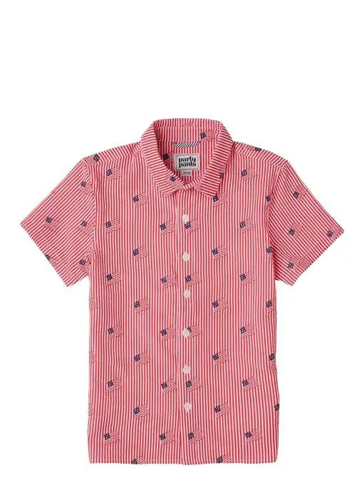 PARTY PANTS Old Glory Weekender Seersucker Shirt - Red