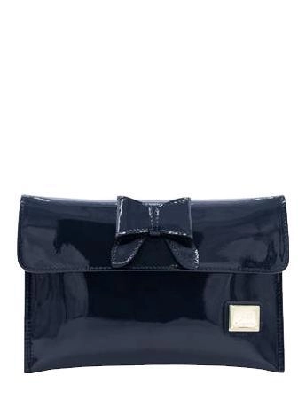 CAVALINHO Patent Leather Bow Detail Clutch Bag - Navy