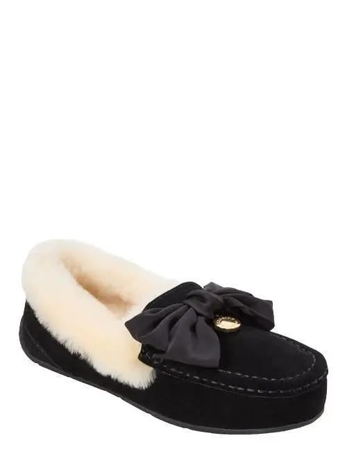 DEARFOAMS Fireside Mel Dream Bow Moccasin Slippers - Black