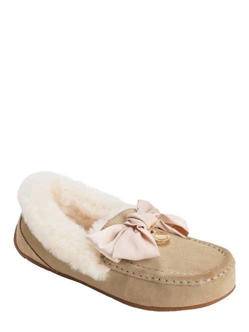 DEARFOAMS Fireside Mel Dream Bow Moccasin Slippers - Sand