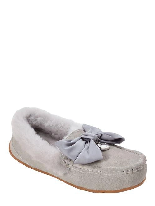 DEARFOAMS Fireside Mel Dream Bow Moccasin Slippers - Smoke