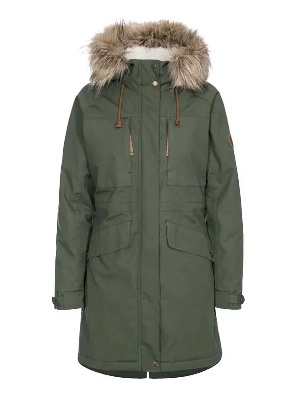 TRESPASS Faithful Waterproof Parka With Fur Trim - Basil