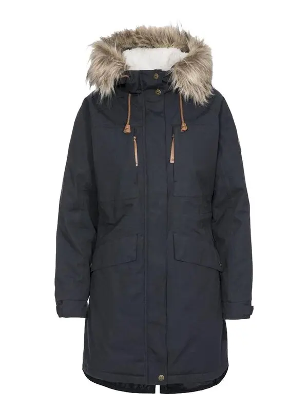 TRESPASS Faithful Waterproof Parka With Fur Trim - Dark Gray