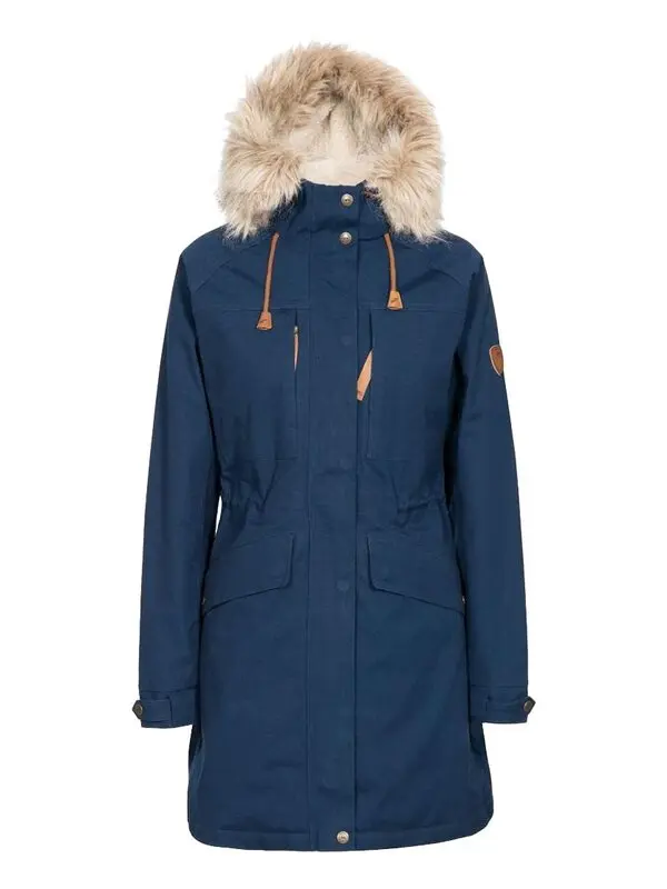 TRESPASS Faithful Waterproof Parka With Fur Trim - Navy
