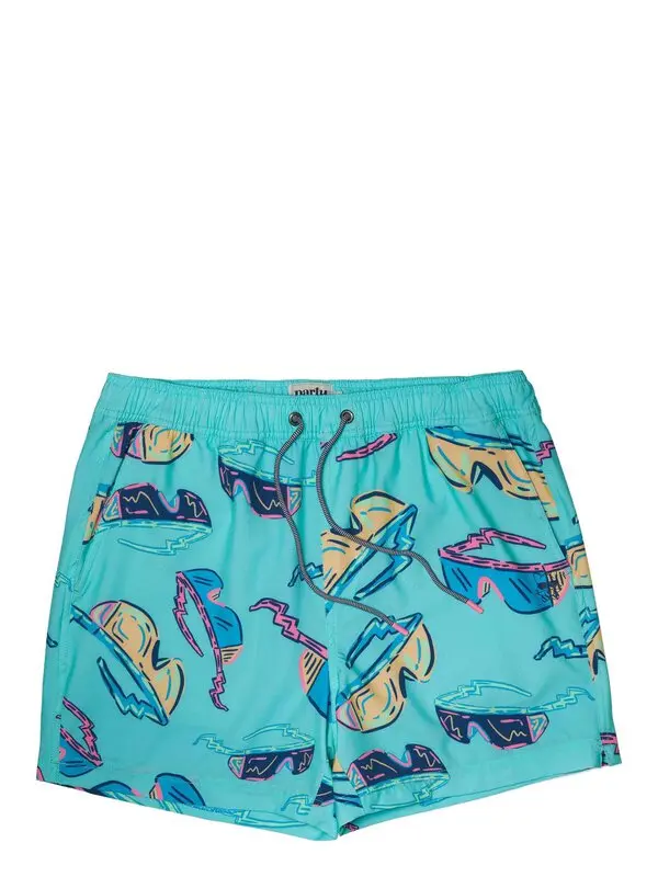 PARTY PANTS Graphic Print Swim Trunks - Mint Green