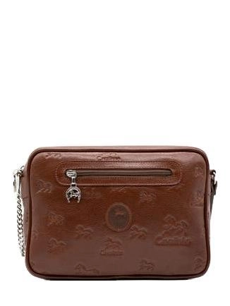 CAVALINHO Embossed Leather Crossbody Bag - Camel Brown
