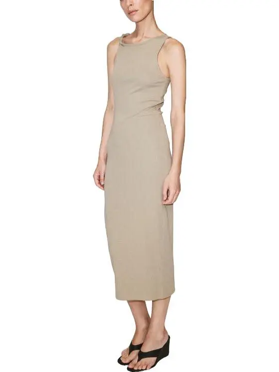 Mango Sleeveless Twist Strap Maxi Dress - Khaki