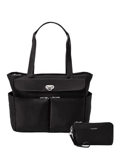 BAGGALLINI Coastal Flip Lock Tote - Black