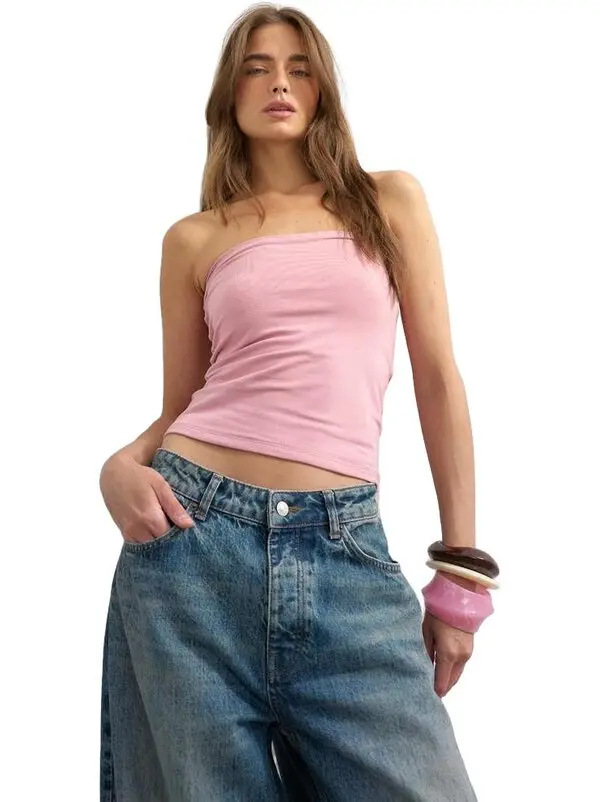 Topshop Jersey Bandeau Top - Pink