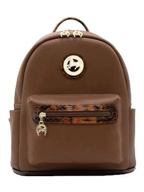 CAVALINHO Leather And Canvas Backpack - Camel Brown