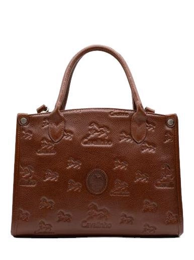 CAVALINHO Embossed Leather Handbag - Camel Brown