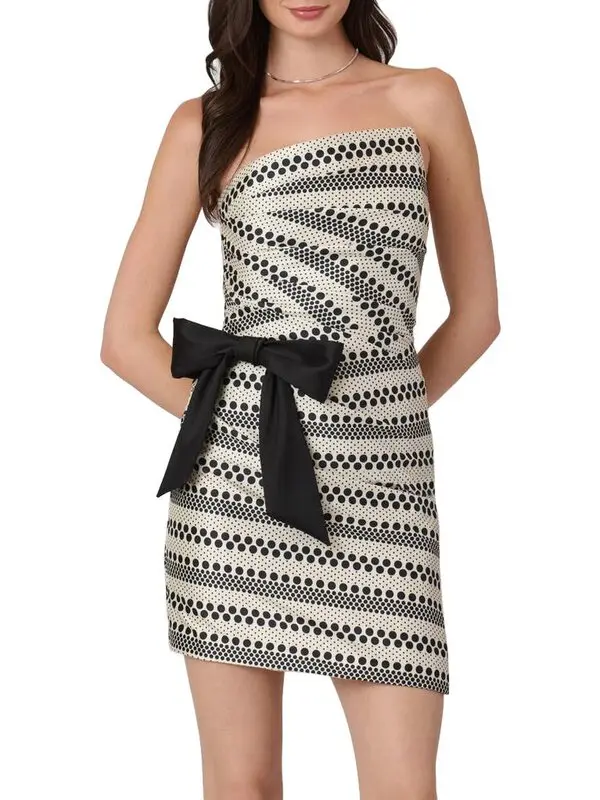 Shoshanna Mikado Striped Polka Dot Dress - Ecru/jet