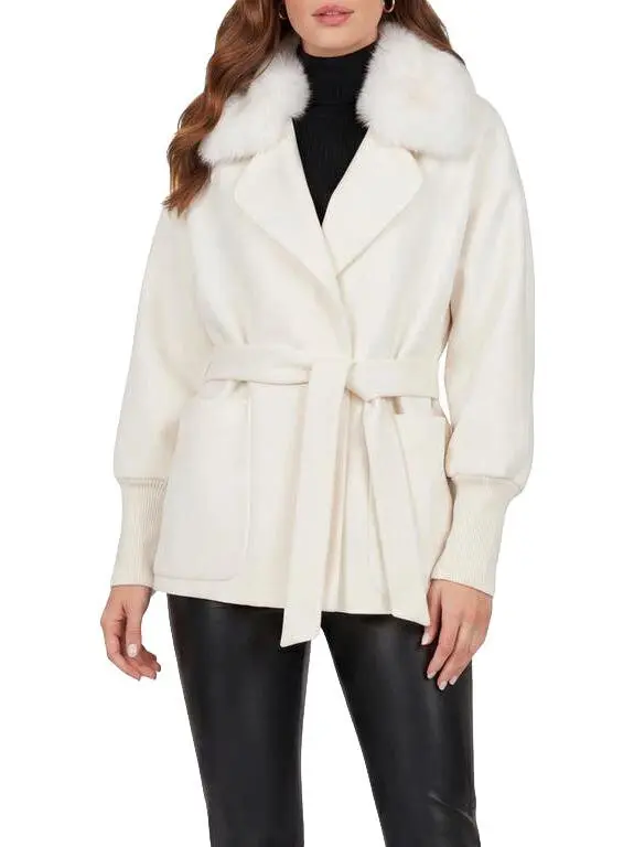 Gorski Fabric Jacket With Detachable Shearling Collar - Ivory