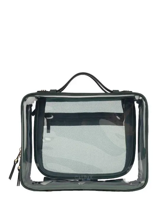 CALPAK Clear Cosmetics Case With Top Handle - Emerald