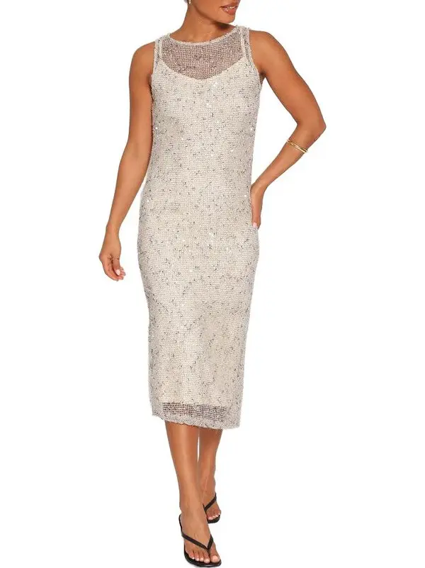 PETAL & PUP Charlie Open Knit Cotton Dress - Cream
