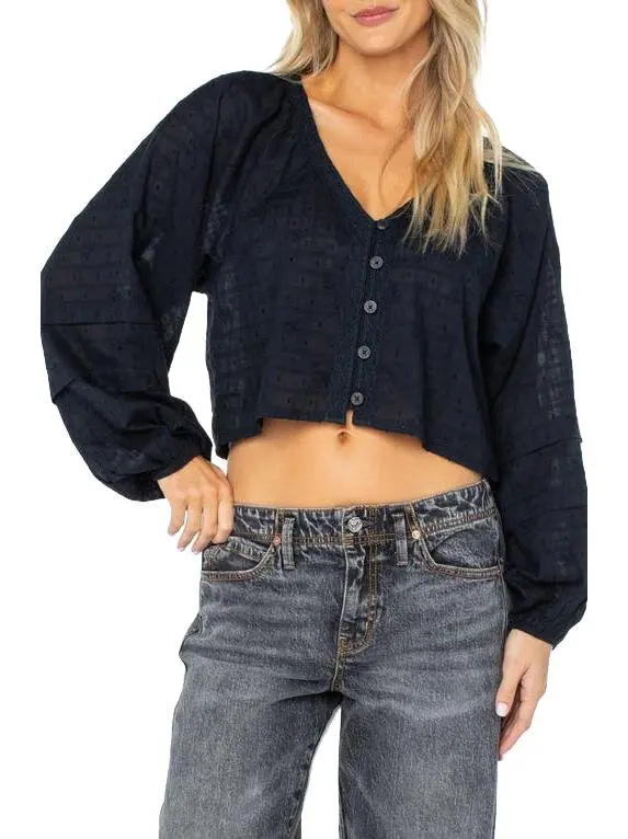 Roxy Monterey Eyelet Cotton Cropped Top - Anthracite
