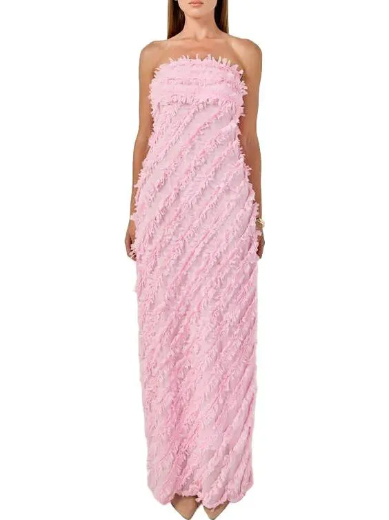 Endless Rose Strapless Ruffled Maxi Dress - Pink