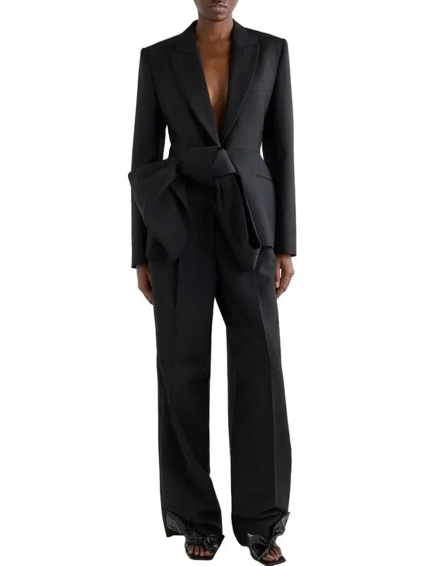 Givenchy Bow Front Wool & Mohair Blazer - Black