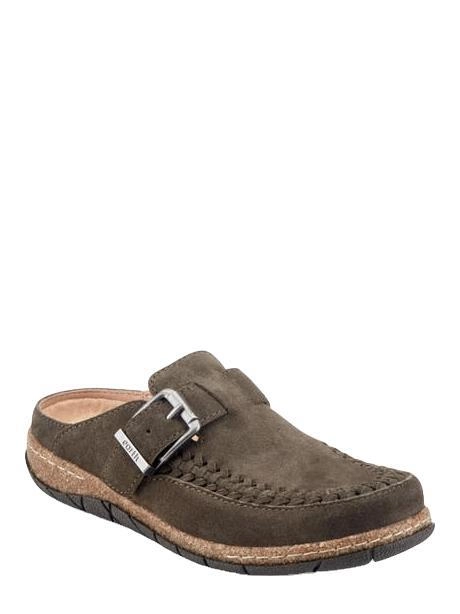 Earth Eileen Suede Clogs With Buckle Detail - Dark Green