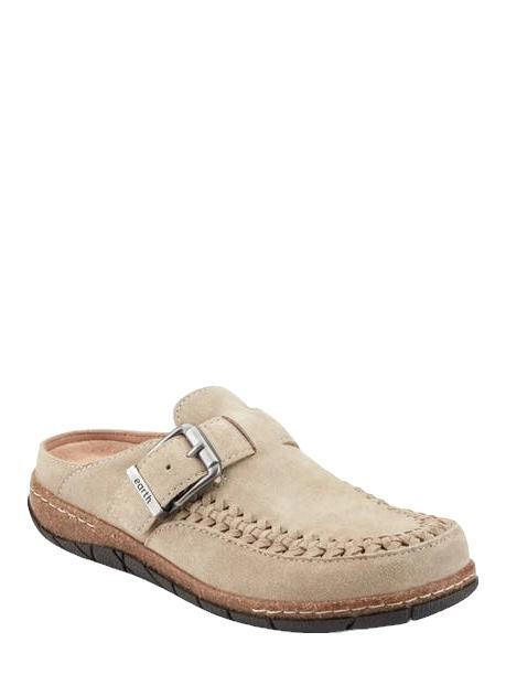 Earth Eileen Suede Clogs With Buckle Detail - Taupe