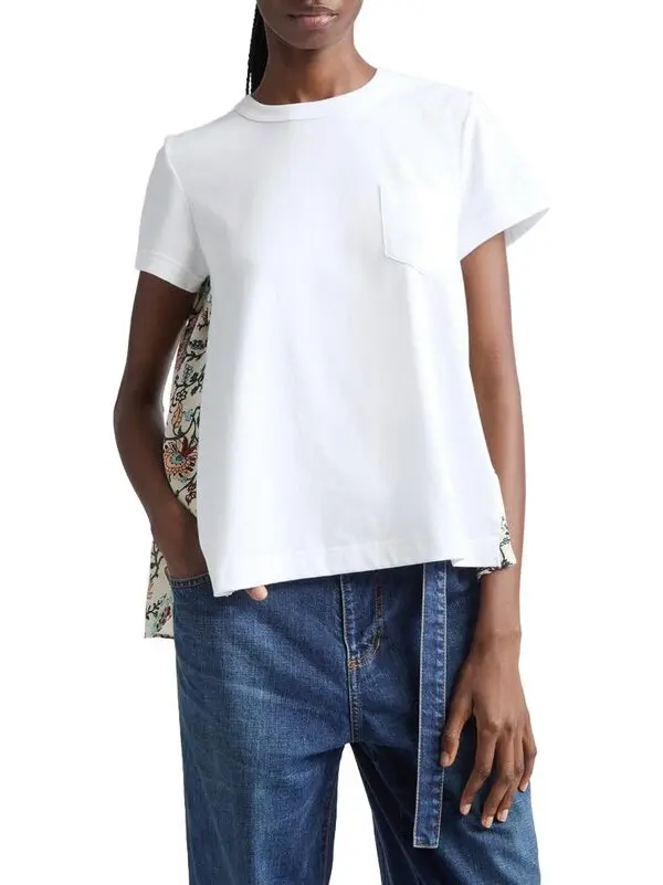 Sacai Mixed Media T-shirt - Ivory