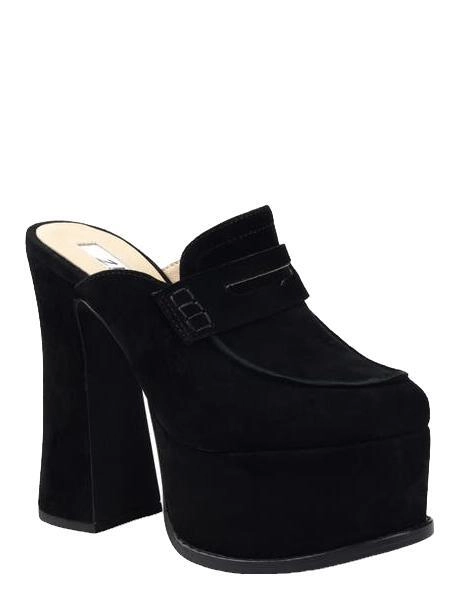 ZIGI Harlen Platform Penny Loafer Mule - Black Suede