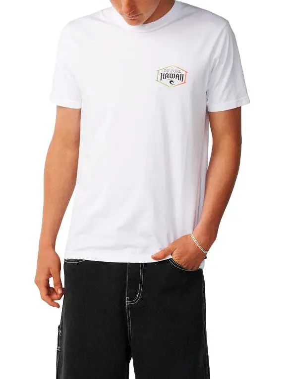Rip Curl Aloha State Lockup Cotton Graphic T-shirt - White