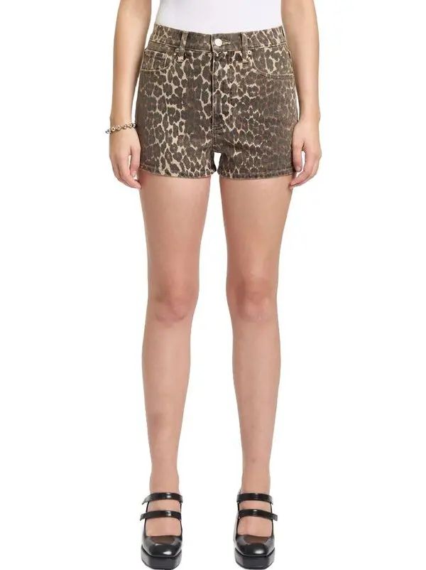 DAZE High-waisted Animal Print Shorts - Cool Cat