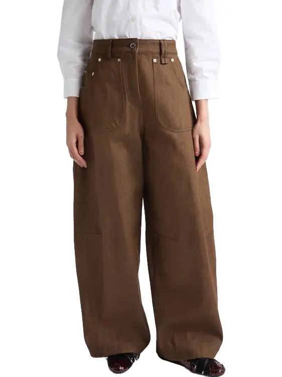 Simone Rocha Utility Curve Wide Leg Jeans - Tan