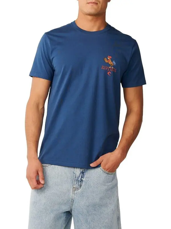 Rip Curl Desti Animals Cotton Graphic T-shirt - Light Navy