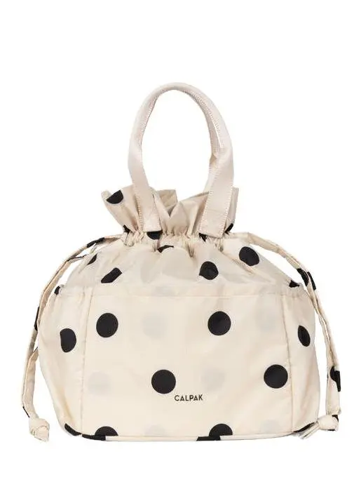 CALPAK Insulated Lunch Bag With Drawstring Closure - Polka Dot
