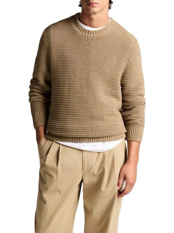 Vince Textured Cotton & Cashmere Crewneck Sweater - Dk Pecan