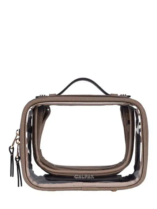 CALPAK Small Clear Cosmetics Case - Mocha