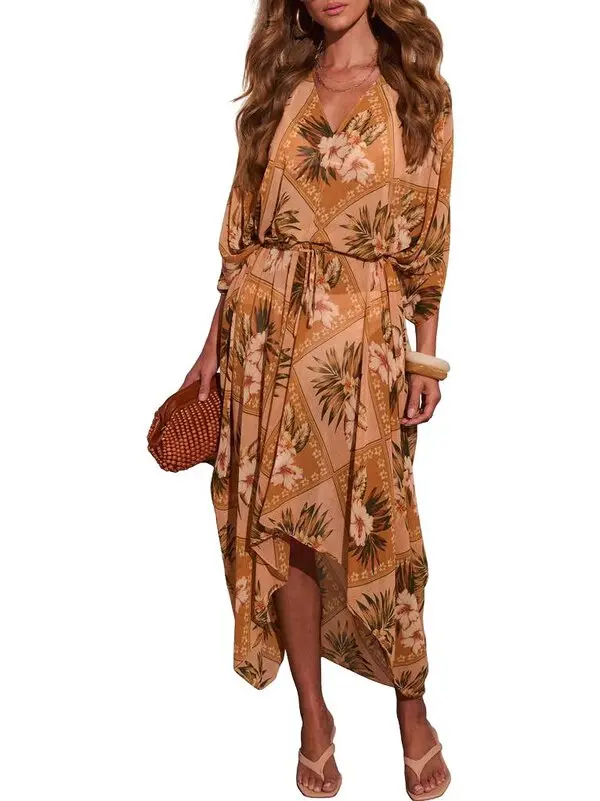 VICI Shoreline Haze High-low Maxi Dress - Gold Multi