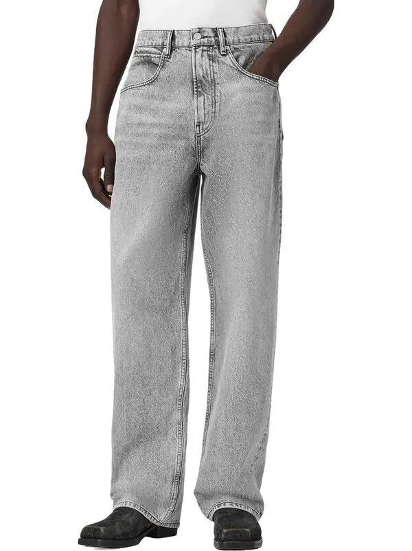 ALLSAINTS Rivet Sloch Straight Leg Jeans - Washed Grey