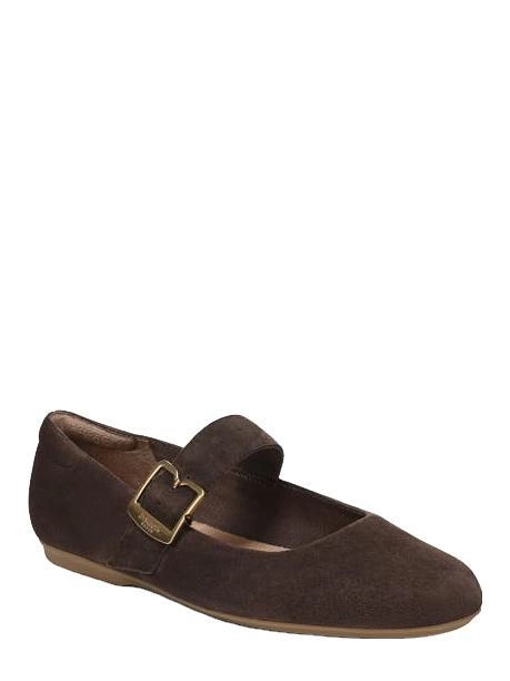 Dr. Scholl'S Weston Jane Flat Square Toe Mary Jane Suede Shoe - Dark Umber