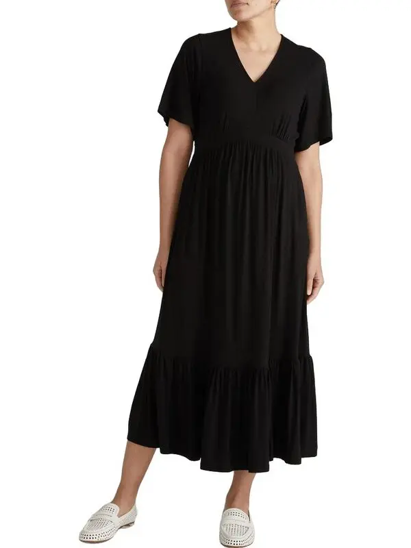 Universal Standard Ravello Liquid Jersey Midi Dress - Black