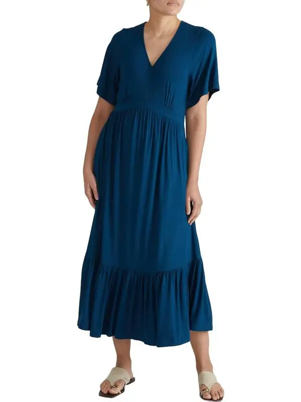 Universal Standard Ravello Liquid Jersey Midi Dress - Blue Teal