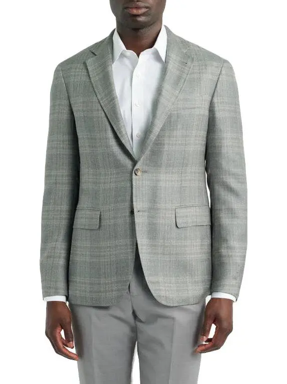 Canali Kei Plaid Wool Sport Coat - Light Grey