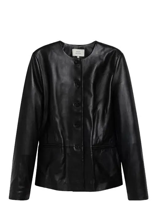 Loulou De Saison Adéa Collarless Lambskin Leather Jacket - Black